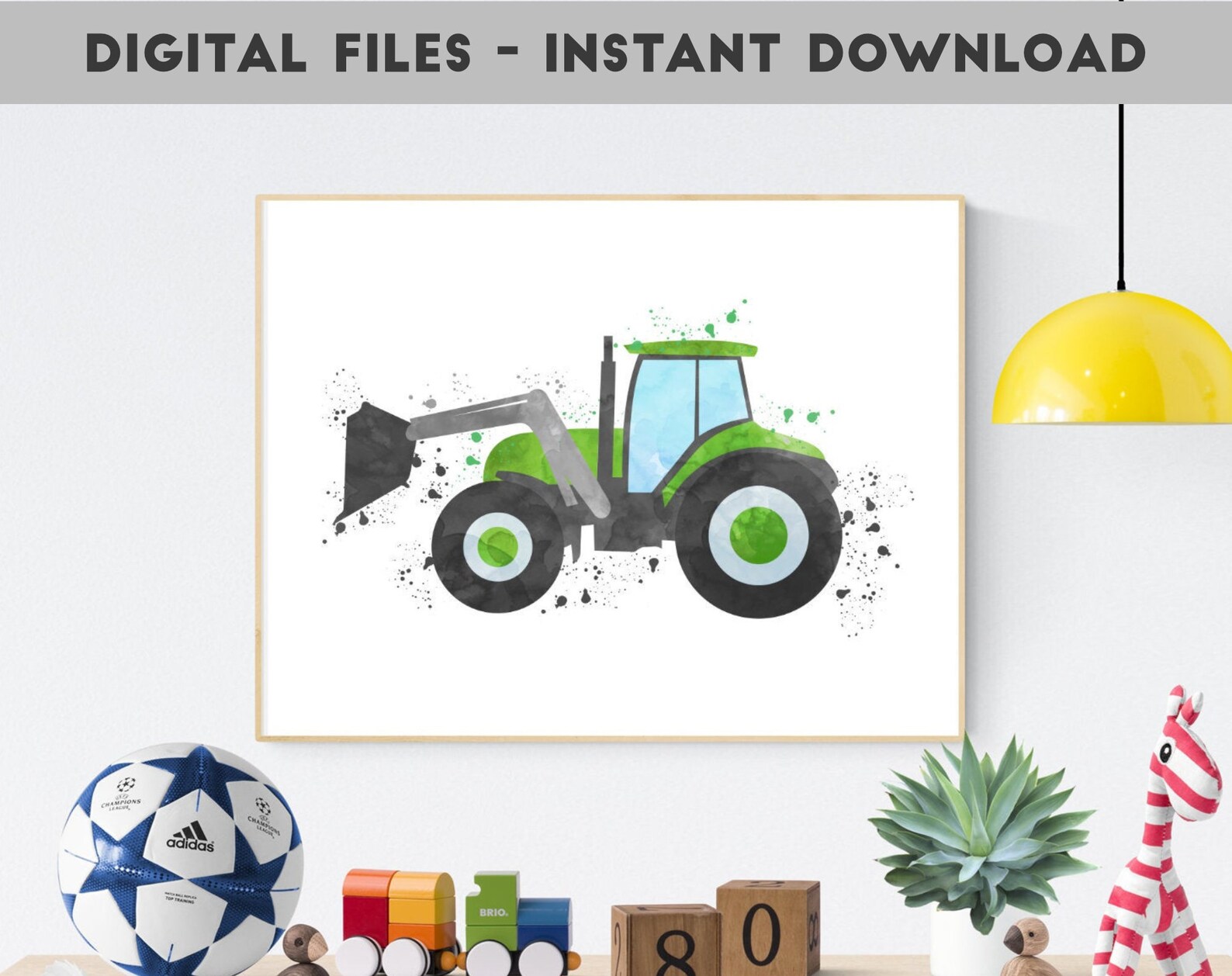 Watercolor Tractor, Tractor Nursery Art, Tractor Room Decor, Farm ...