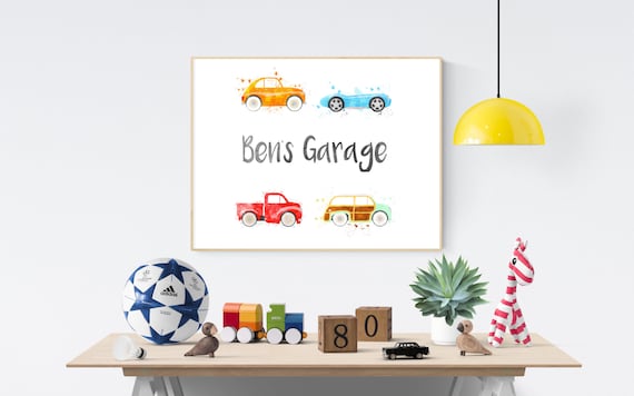 Boy Name Print Transportation Art Boys Car Nursery Kids | Etsy