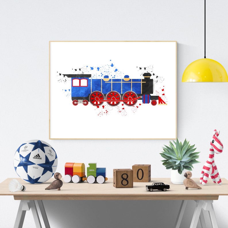 Personalized Trains Prints Set Custom Name Wall Art | Etsy