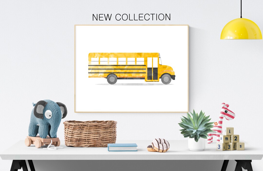 School Bus Print, School Bus Printable, Bus Wall Art, Toddler Boy Print ...