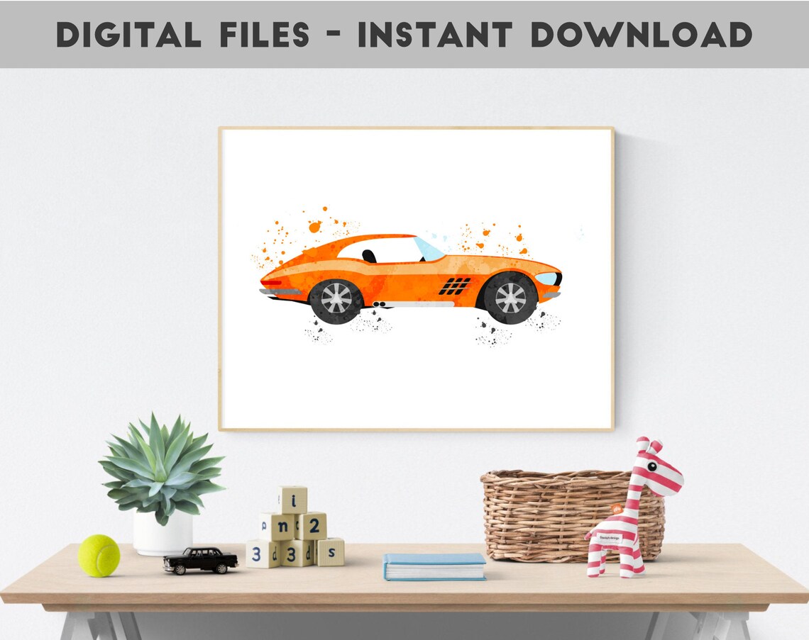 Sports Car Set, Set of 6 Printable, Cars Bundle, Watercolor Cars ...