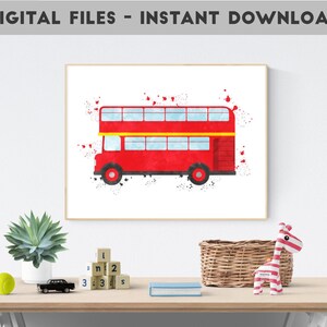 London Bus Print, Double Decker Bus Printable, Red Bus Wall Art ...