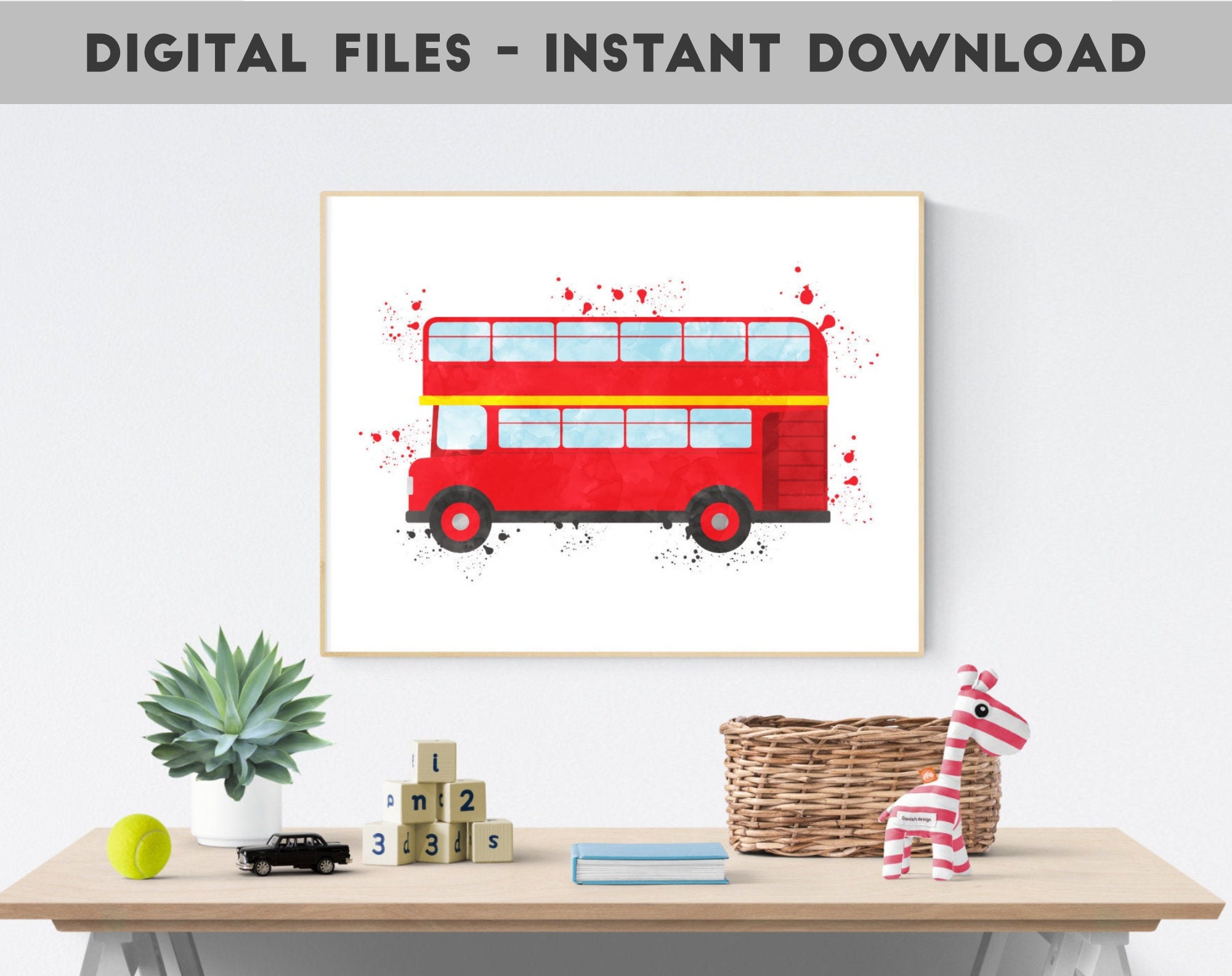 London Bus Print Double Decker Bus Printable Red Bus Wall - Etsy