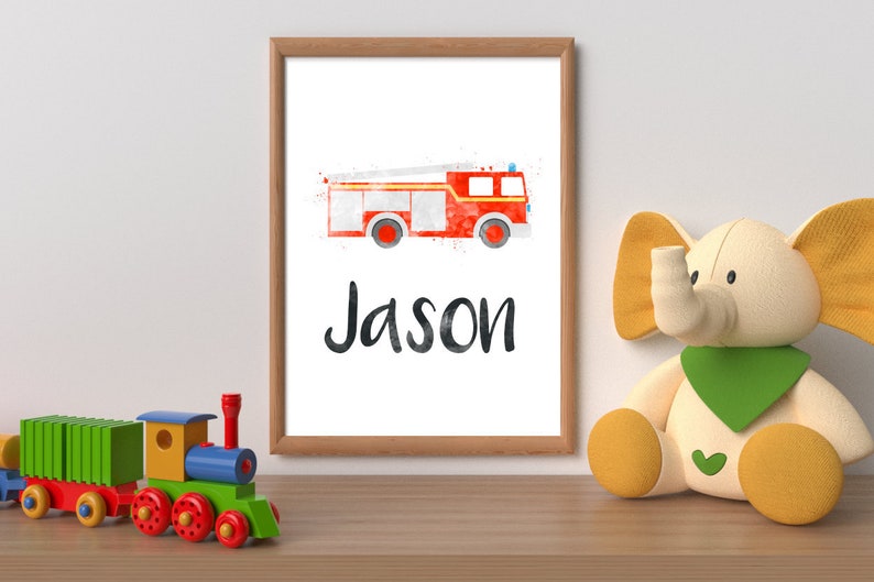 Boy Name Art, Toddler Wall Art, Construction Nursery, Personalized Name ...
