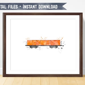 Goods Train Print, Train Wagon, Watercolor Train, Nursery Train Print ...