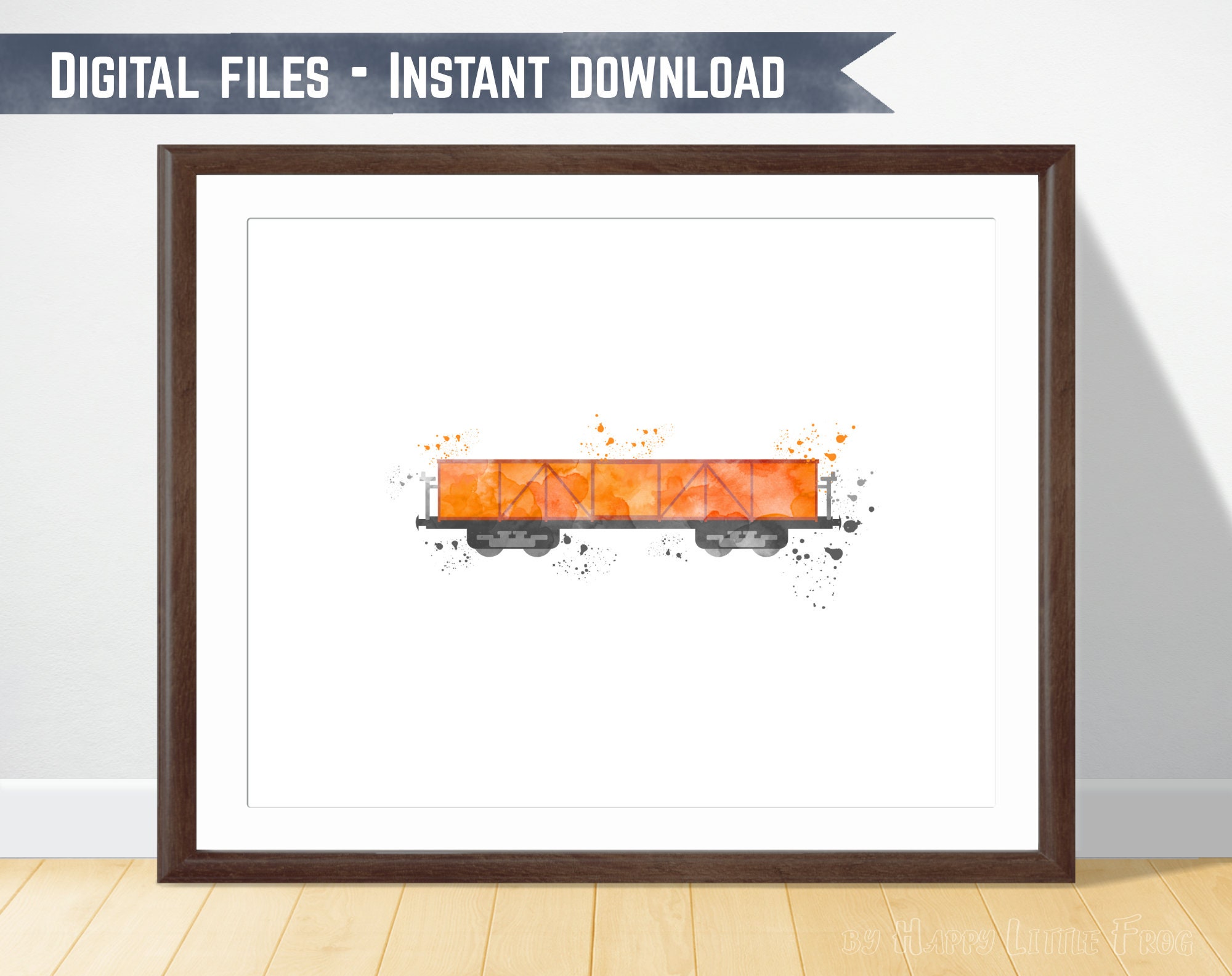 Goods Train Print, Train Wagon, Watercolor Train, Nursery Train Print ...