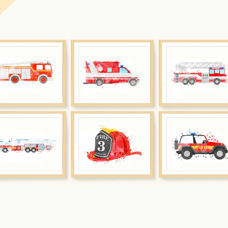 Firetruck Wall Art - Etsy