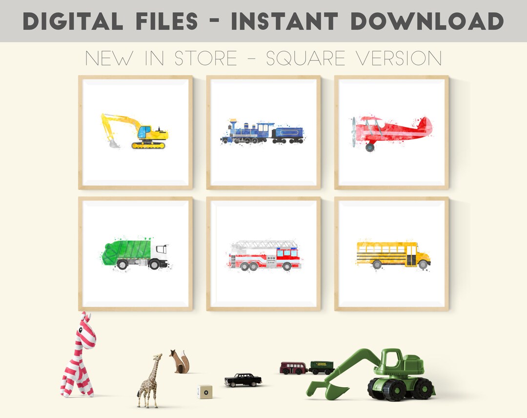Transportation Kids Bundle, Transportation Nursery, Set of 6 Prints ...
