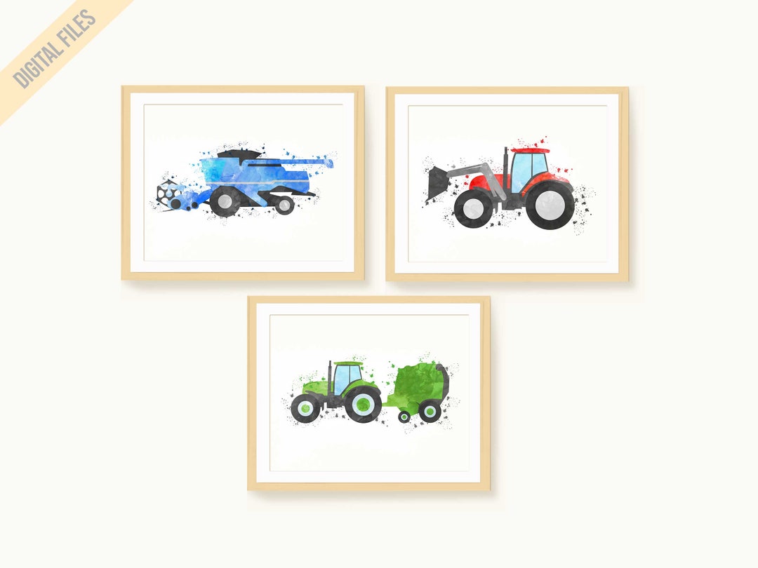 Farm Nursery Decor Bundle Tractor Wall Art Farm Vehicles Print Kids ...