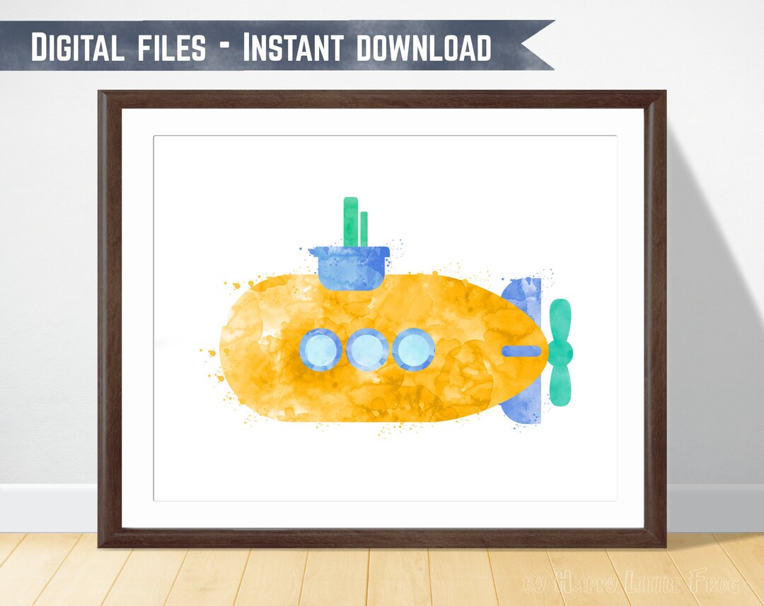 Submarine Print, Submarine Watercolor Printable, Boy Bedroom Wall Art ...