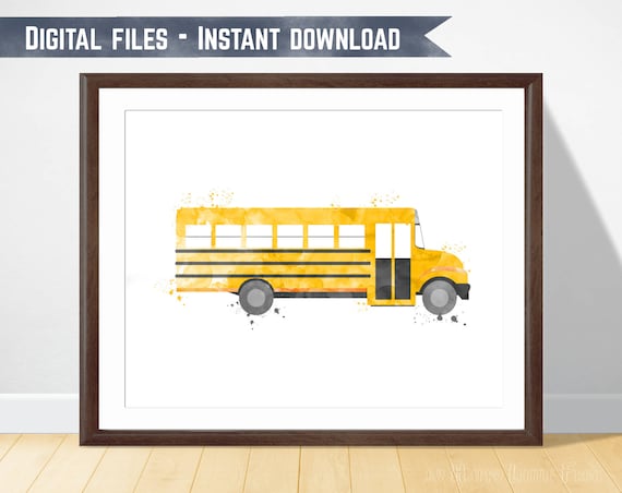 Kids Room Decor School Bus Print Printable Wall Art Back to - Etsy