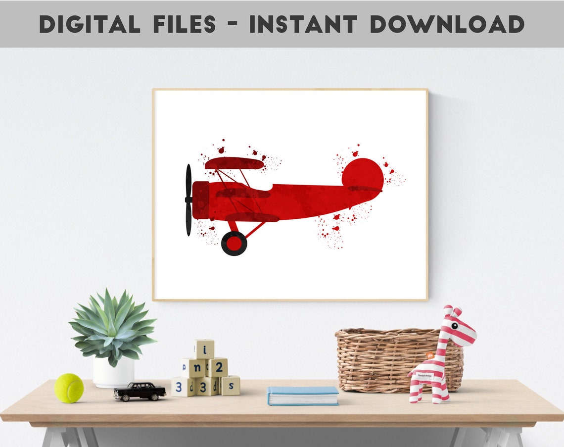 Airplane Print Set Plane Wall Art Retro Set of 6 Prints - Etsy