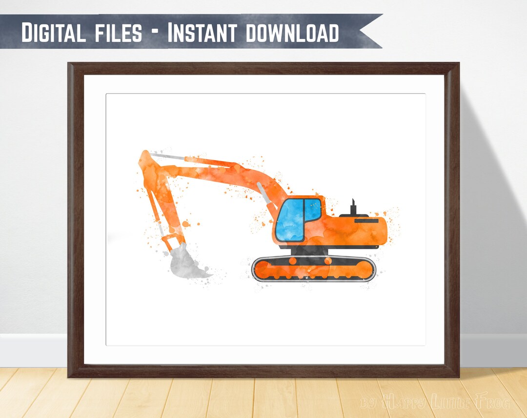 Excavator Print, Watercolor Digger, Digger Wall Art, Big Boy Decor ...