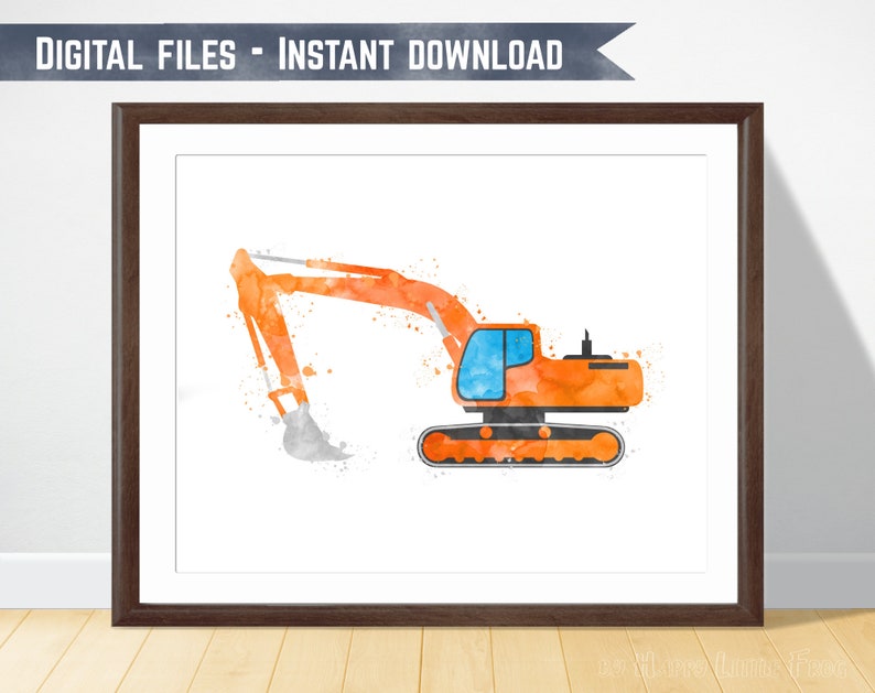 Excavator Print Watercolor Digger Digger Wall Art Big Boy - Etsy