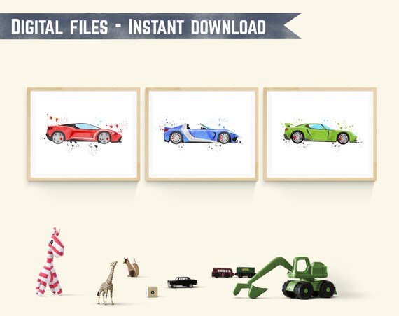 Race Car Prints Bundle Sport Cars Set of 3 Racing Cars | Etsy