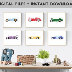 Race Car Prints Bundle, Cars Nursery Decor, Watercolor Cars, Race Car ...