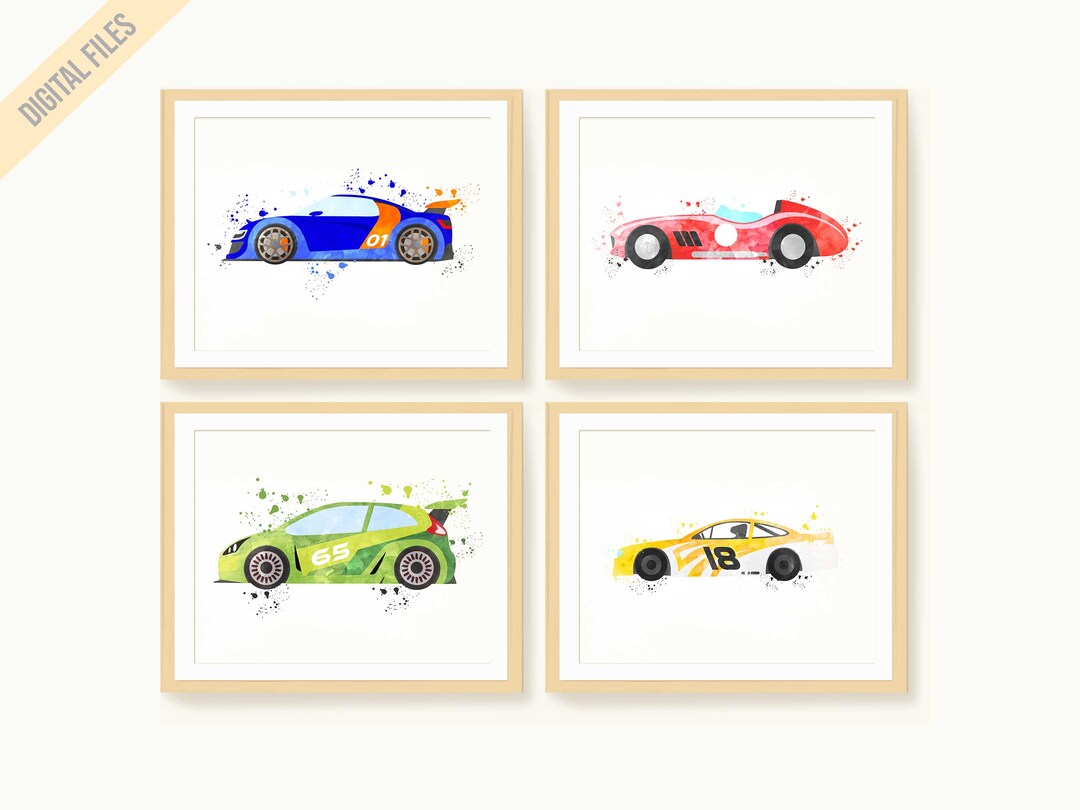 Race Car Themed Bedroom Decor, Nursery Boy Car Print, Racing Cars ...