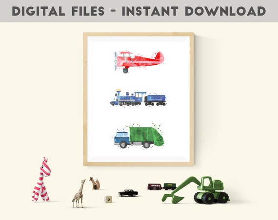 Transportation Print Printable Boys Art Toddler Wall Decor | Etsy
