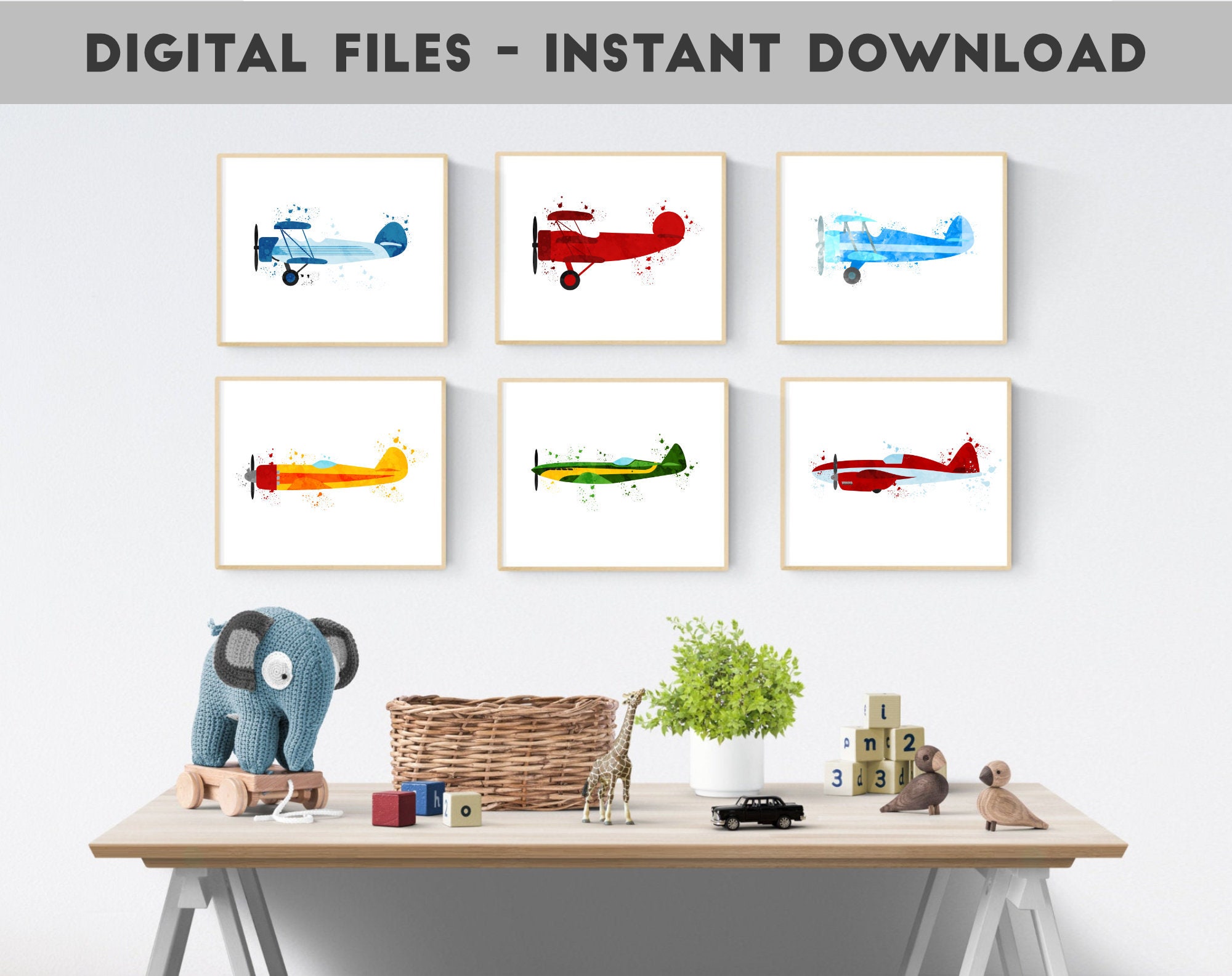 Airplane Print Set Plane Wall Art Retro Set of 6 Prints - Etsy