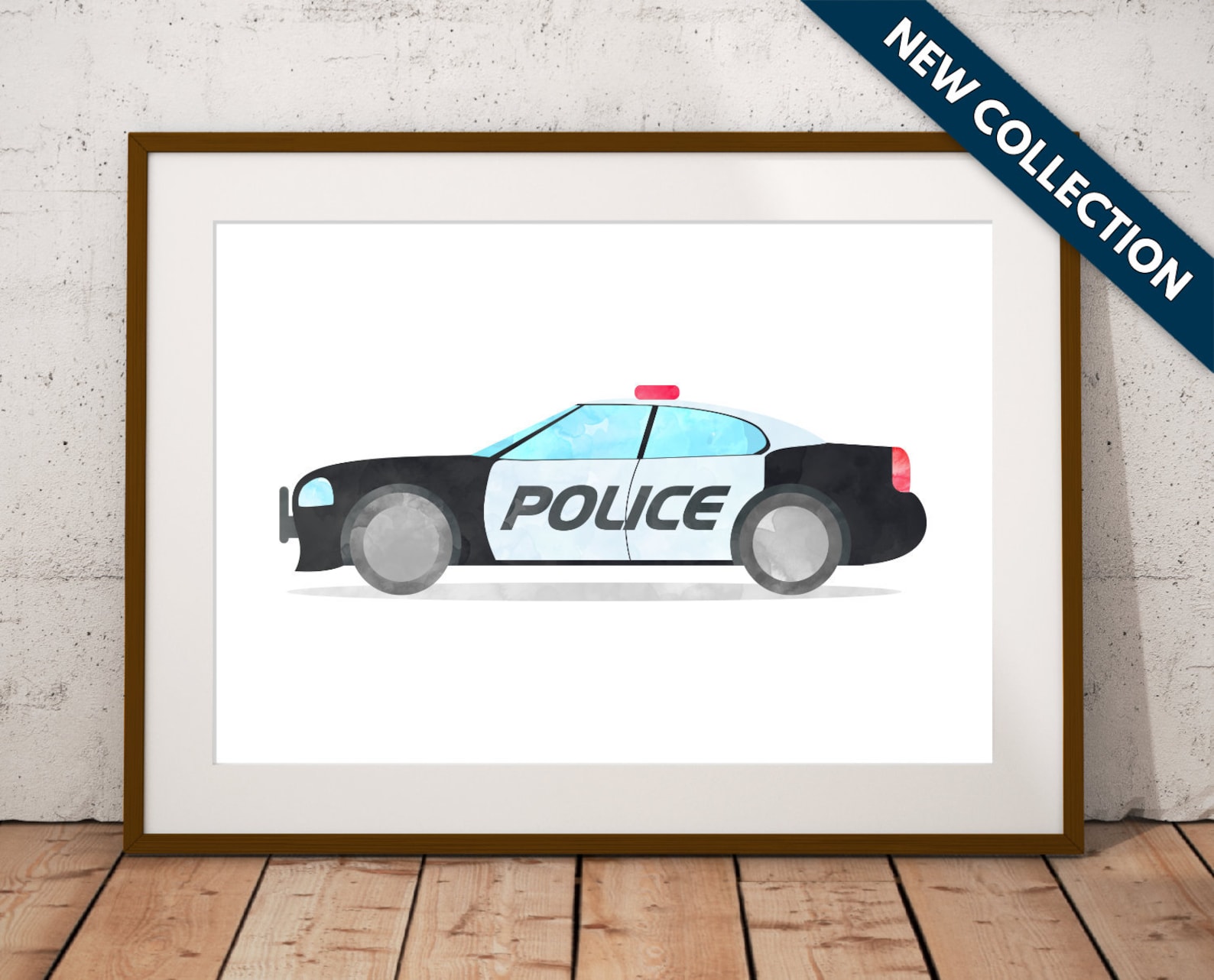 Police Wall Art Police Car Print Boy Room Art Watercolor - Etsy