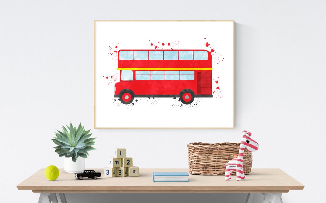 London Bus Print Double Decker Bus Printable Red Bus Wall - Etsy