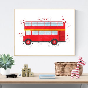 London Bus Print, Double Decker Bus Printable, Red Bus Wall Art ...