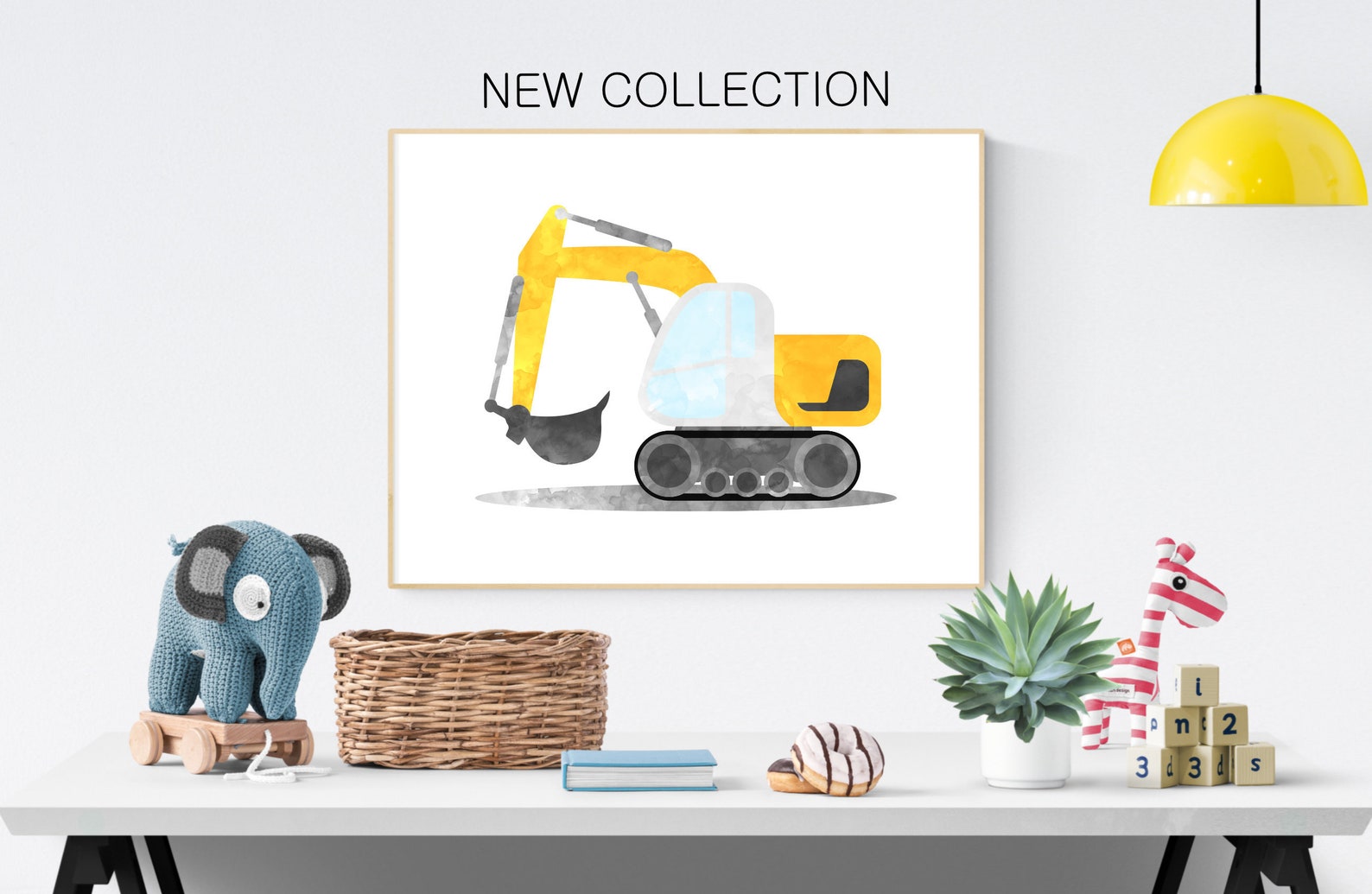 Excavator Print Construction Wall Decor Construction Bedroom - Etsy