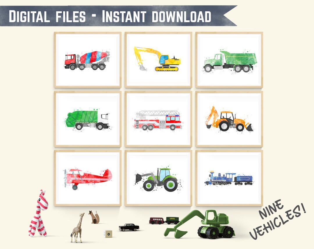 Transportation Kids Bundle Transportation Nursery Set of 9 - Etsy