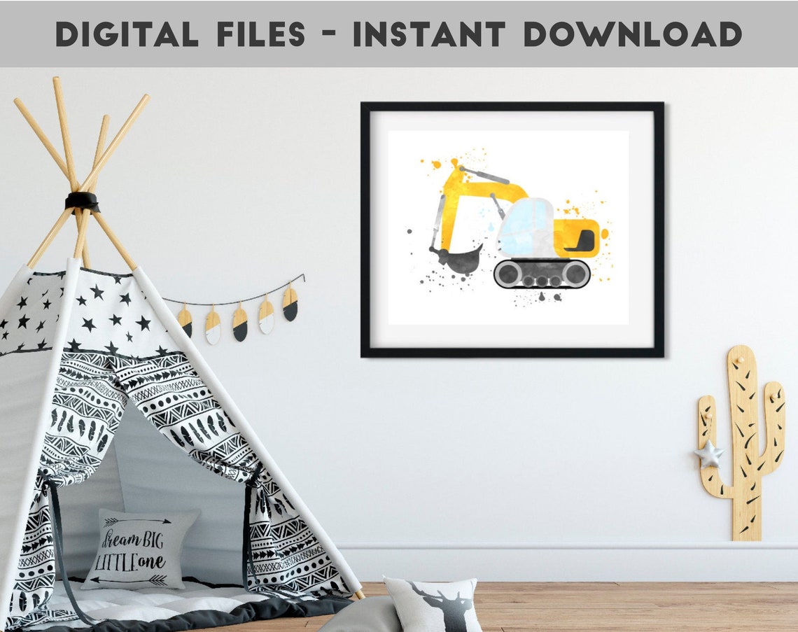 Excavator Printable, Construction Kids, Excavator Print, Excavator ...