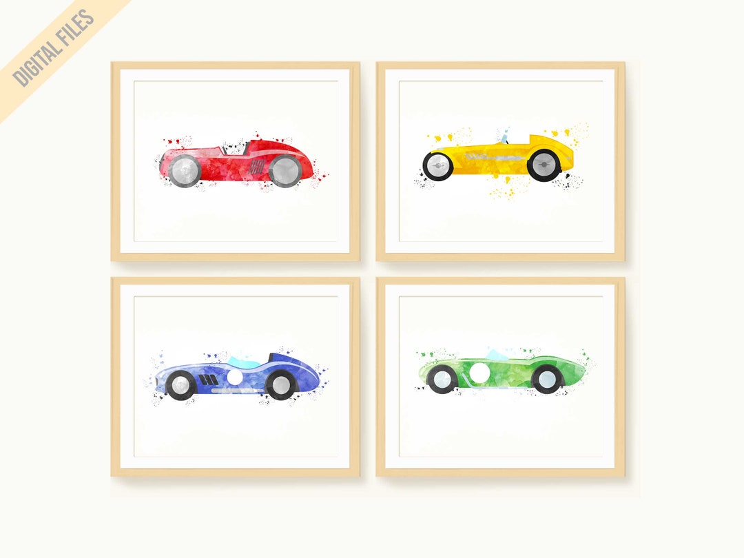Racing Cars, Sports Cars Bedroom, Watercolor Cars, Kids Room Wall Art ...