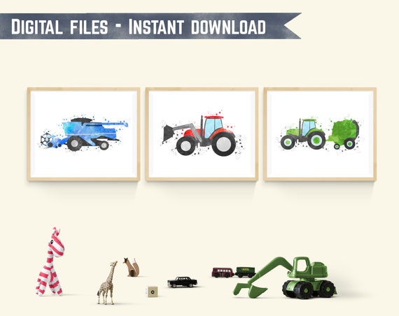 Farm Nursery Decor Bundle Tractor Wall Art Farm Vehicles Print | Etsy