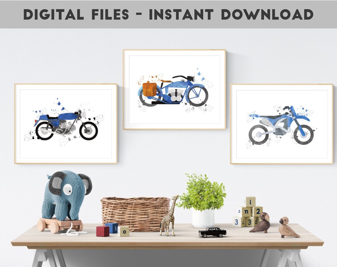 Printable Motorcycles Bundle Motorcycle Nursery Toddler Boy | Etsy