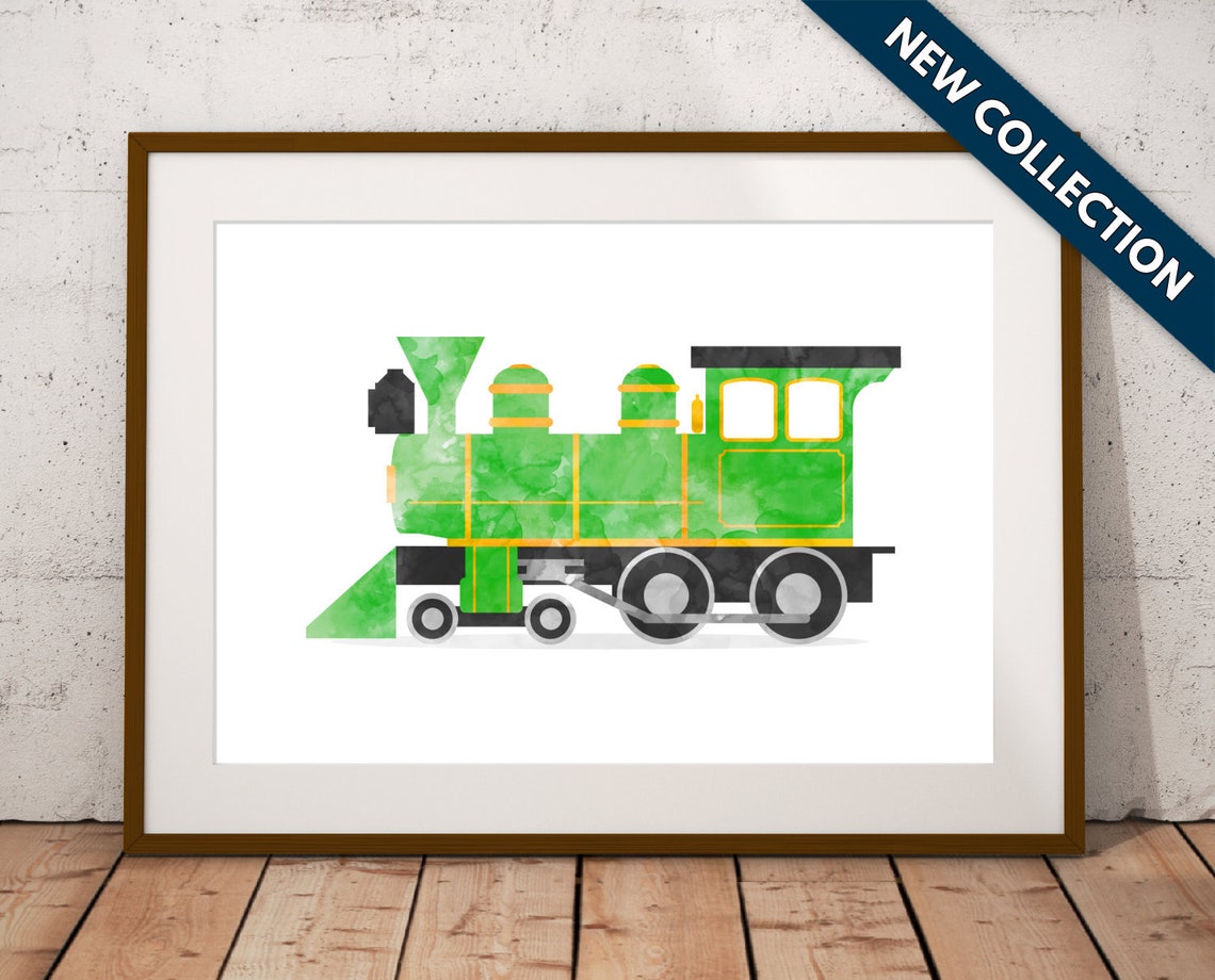 Watercolor Train Print, Transportation Art, Watercolor Nursery Art ...