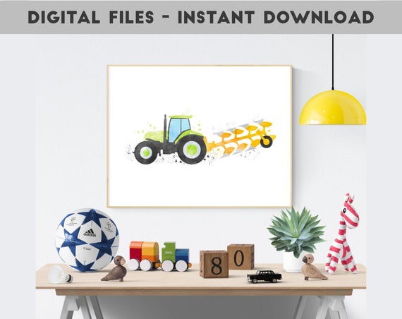 Plowing Tractor Art Farm Tractor Print Farm Theme Bedroom | Etsy