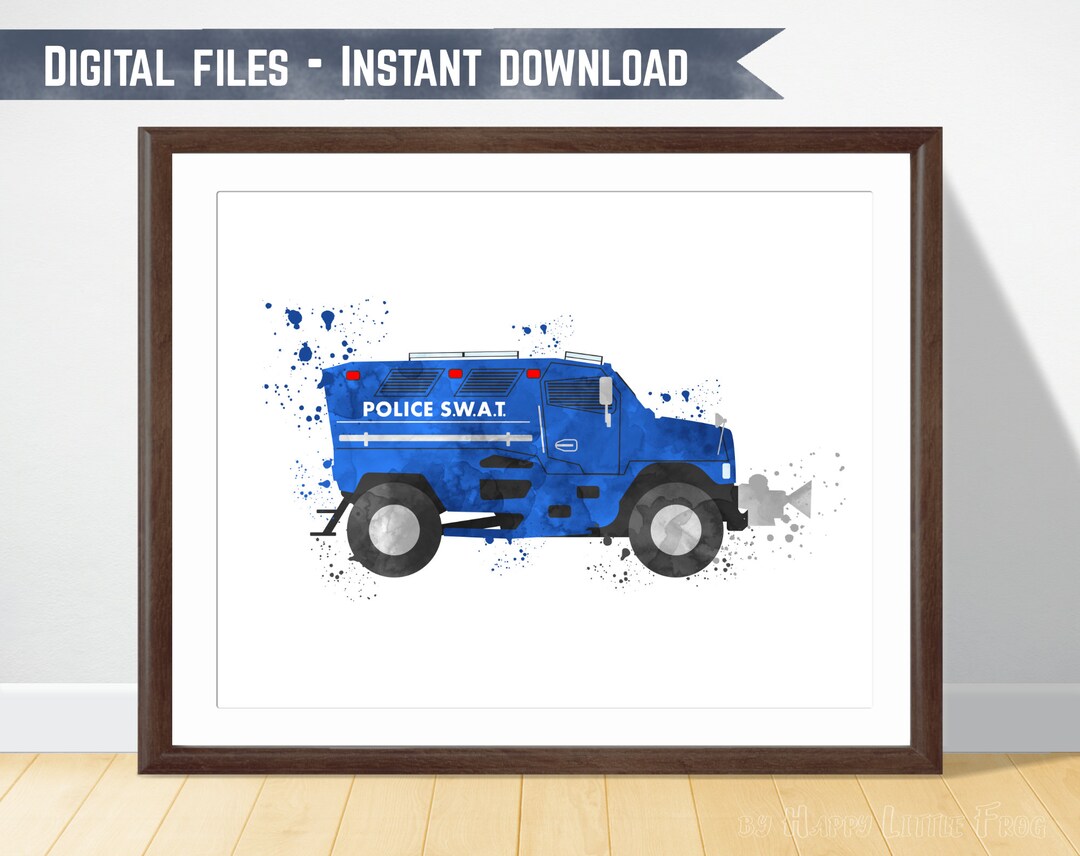 SWAT Truck, Police Car Print, Police Printable, Boys Wall Art, Digital ...