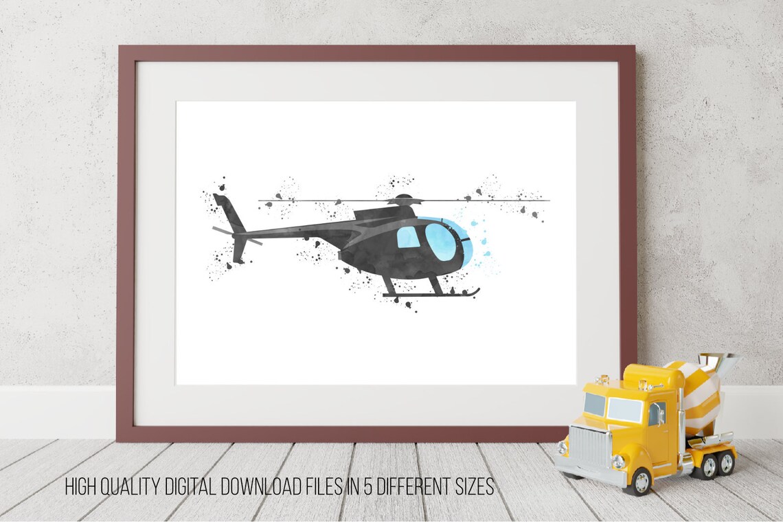 Helicopter Decor Nursery Helicopter Toddler Room Print Big - Etsy