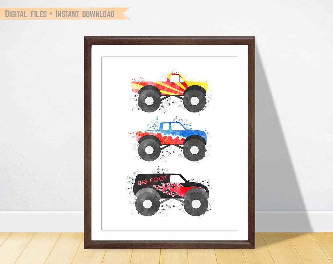 Monster Truck Wall Art - Boys Room Decor or Toddler Boy Room Print - Etsy