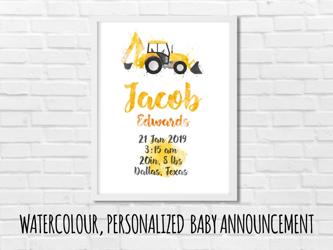 Personalized Stats, Boy Birth Announcement, Baby Boy Stats, Baby Birth ...