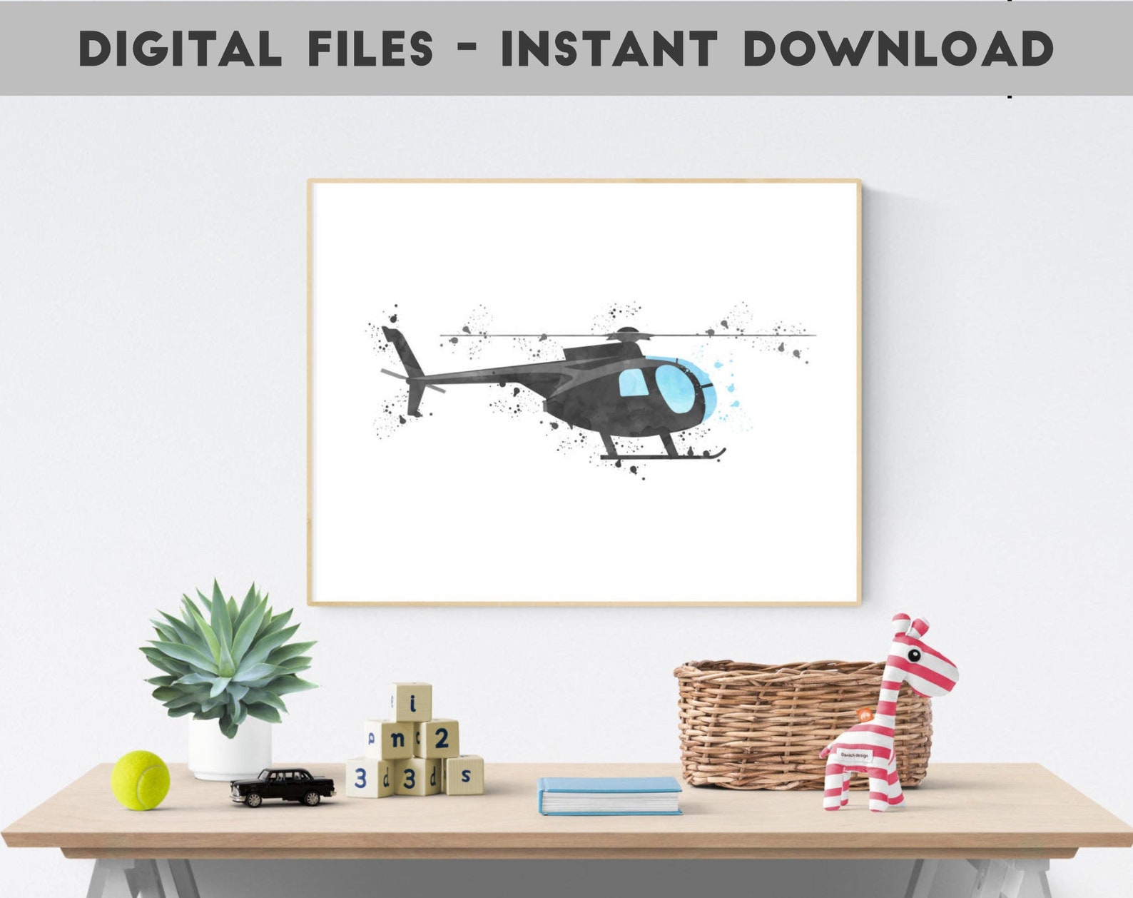 Helicopter Decor Nursery Helicopter Toddler Room Print Big - Etsy