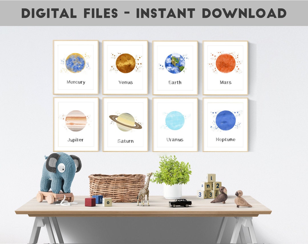 Space Nursery Decor, Solar System Bundle, Outer Space Nursery, Planets ...