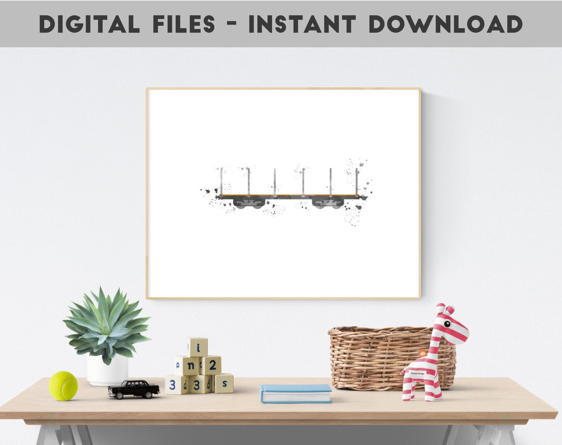 Train Wall Art Train Wagon Print Kids Wall Art Boys Print | Etsy