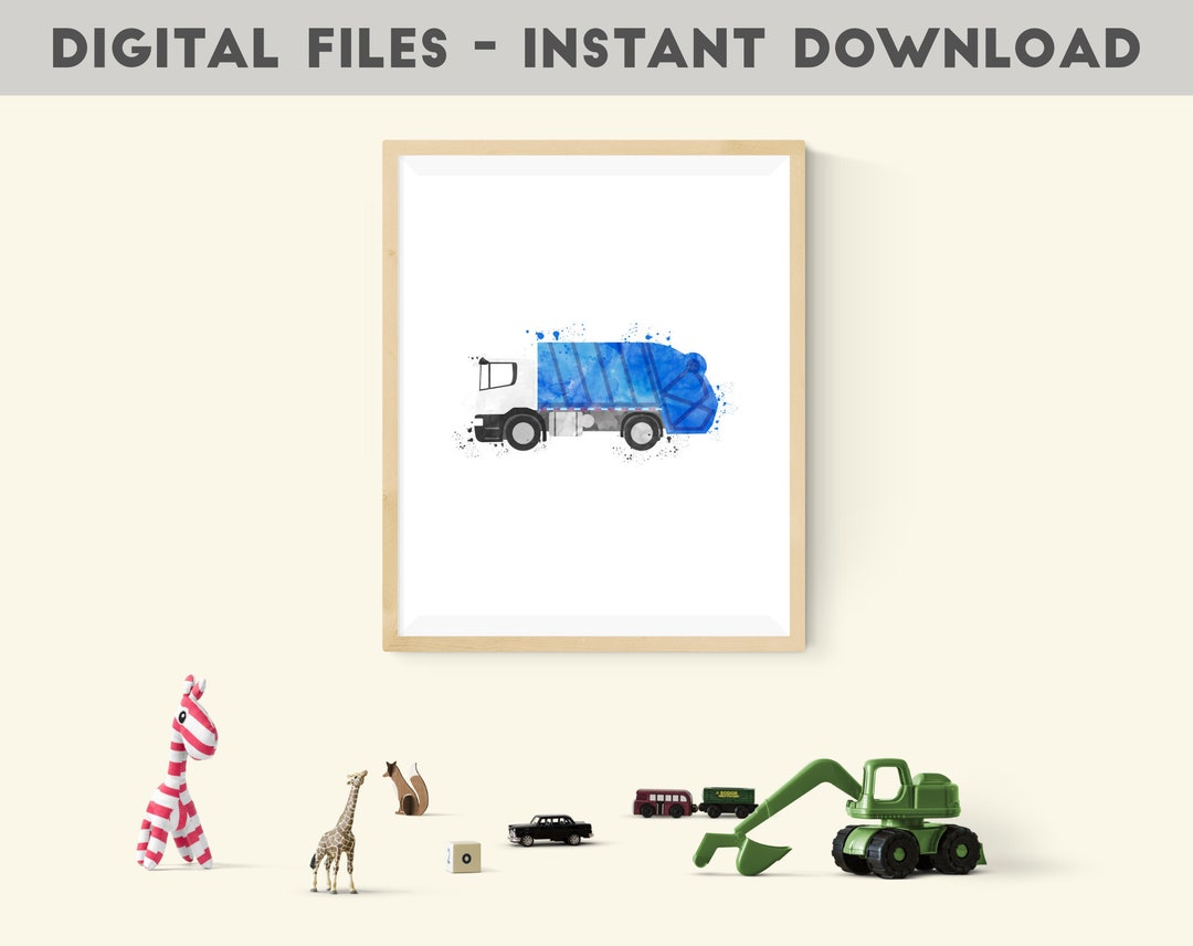 Garbage Truck, Transportation Boy, Watercolor Boy Art, Garbage Truck ...