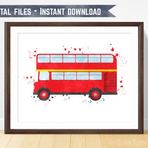 London Bus Print, Double Decker Bus Printable, Red Bus Wall Art ...