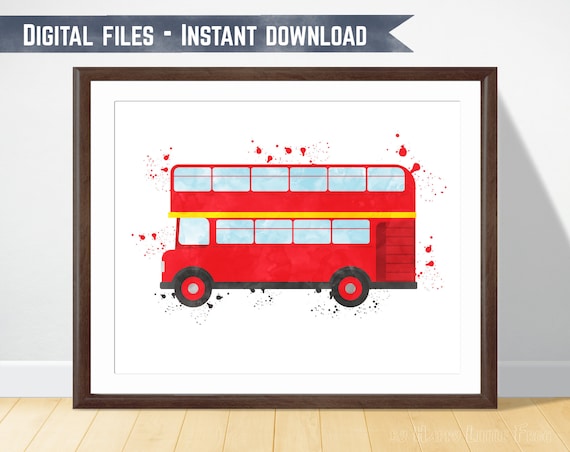 London Bus Print Double Decker Bus Printable Red Bus Wall - Etsy