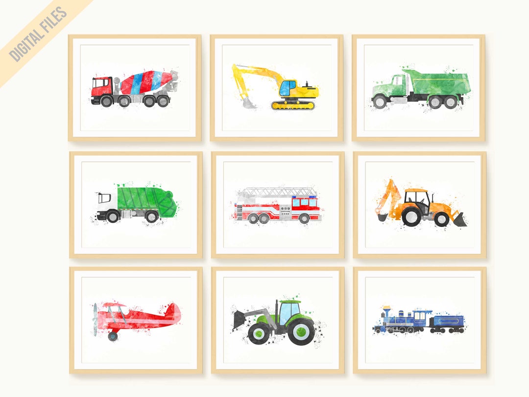 Transportation Kids Bundle, Transportation Nursery, Set of 9 Prints ...