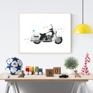 Police Print Set, Boys Vehicle Prints, Watercolor Police, Digital ...