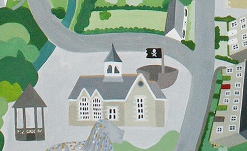 Map of Portreath, Cornwall - Signed Giclee Illustrated Print, Wall Art ...