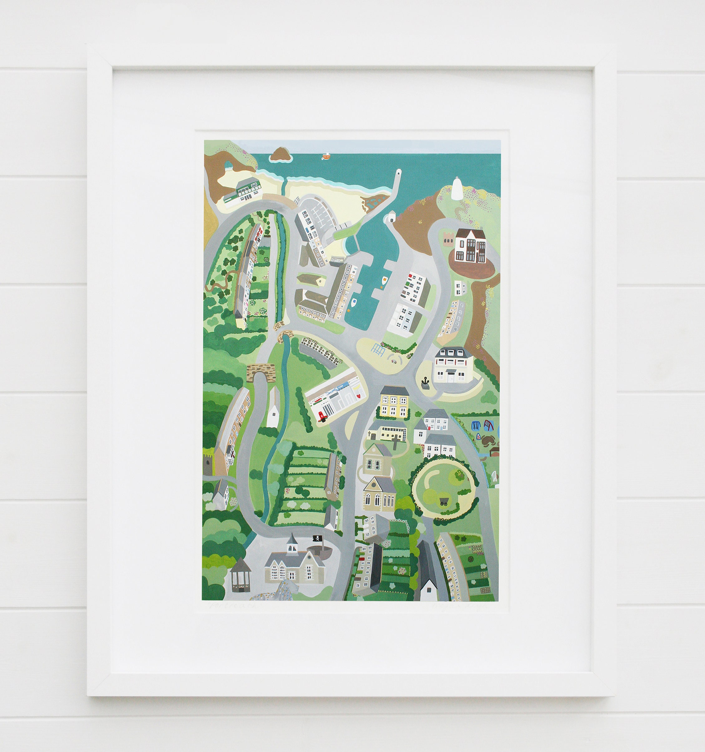 Map of Portreath, Cornwall - Signed Giclee Illustrated Print, Wall Art ...