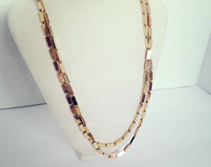 Vintage Monet Square Link Gold Tone Long Necklace Chain - Etsy