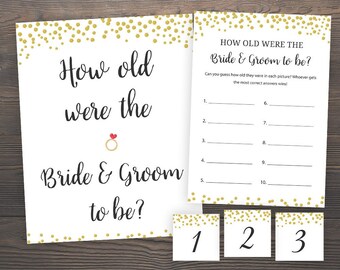 How old was the bride to be Bridal Shower Games Printable | Etsy